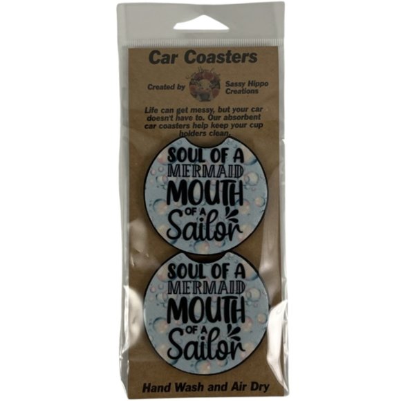 Sassy Hippo Creations | Accents | Car Coasters Soul Of A Mermaid Mouth ...